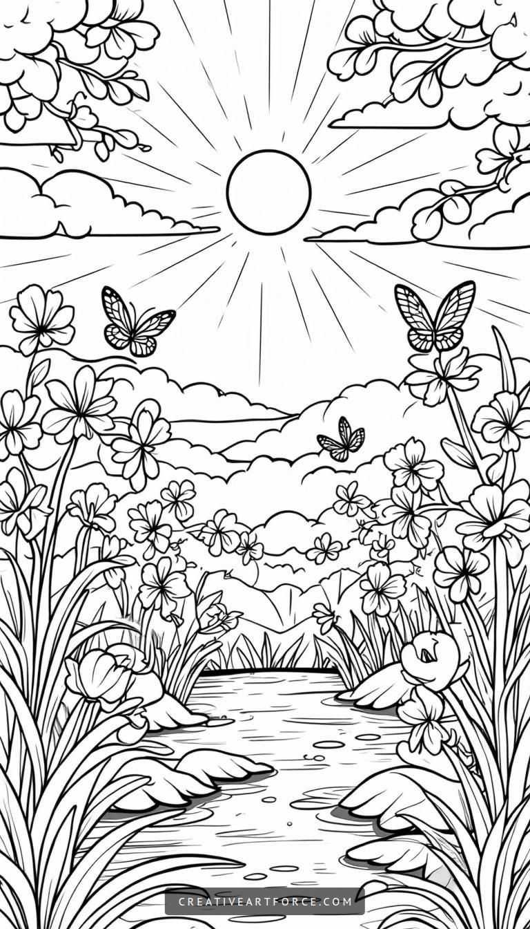 Free Printable Cute Spring Scene Coloring Pages Free PDF Printable