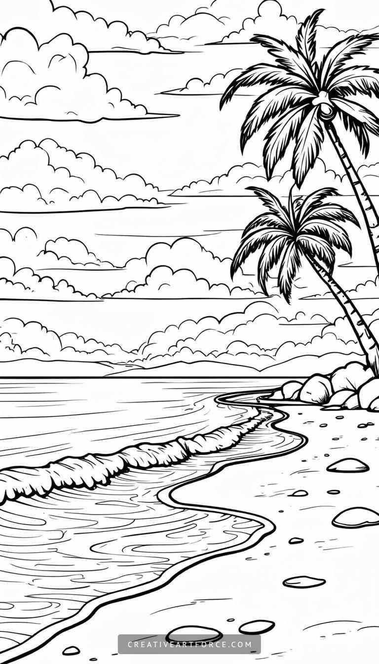 Free Printable Cute Beach Sunset Coloring Pages Free PDF Printable