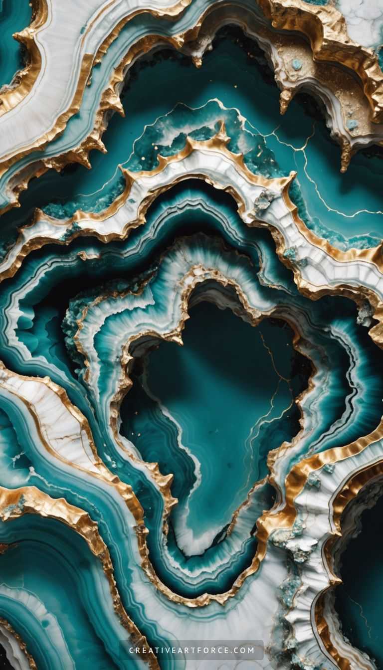 Ethereal Marble Geode Art: Luxe Layers of Turquoise, White, and Beige