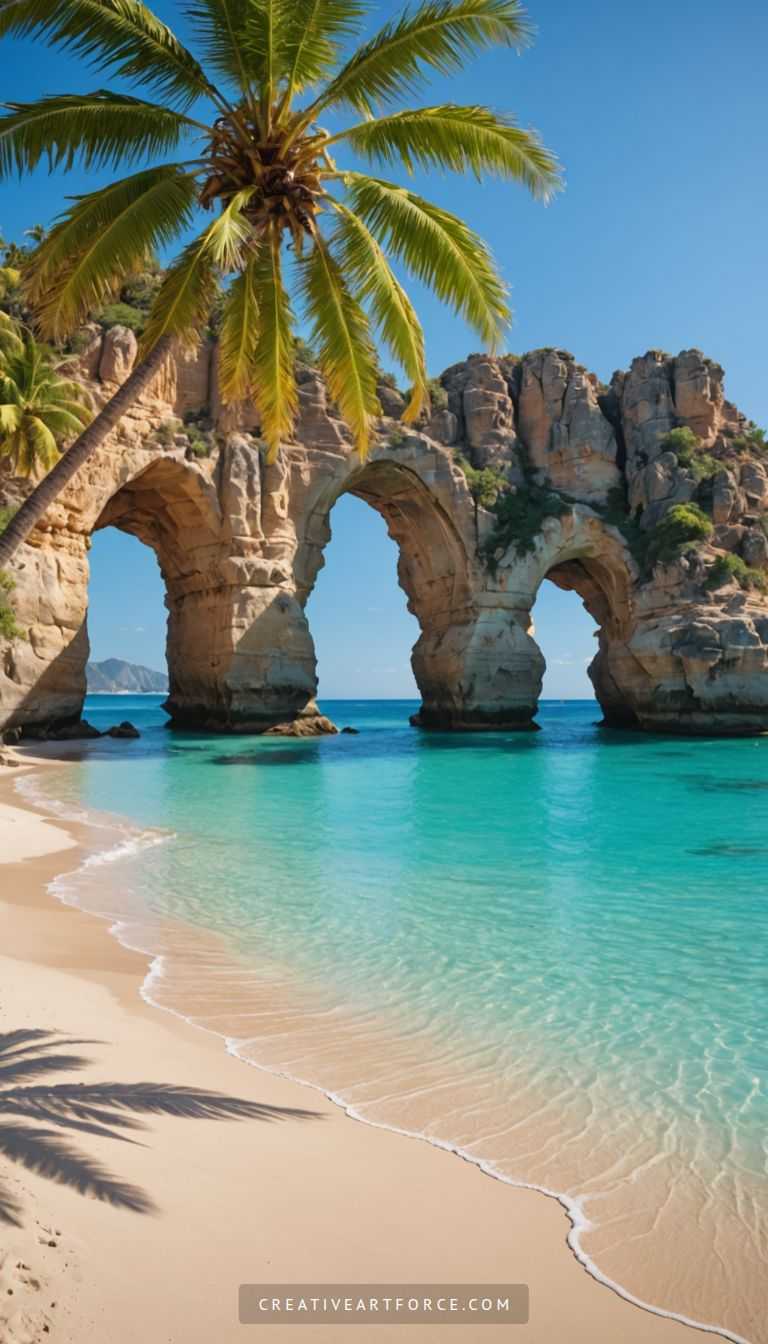 Serene 4K Beachscapes: Turquoise Waters, Soft Sands, and Natural Rock ...